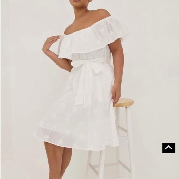 torrid | Dresses | Torrid Challis White Embroidery Off Shoulder Dress ...